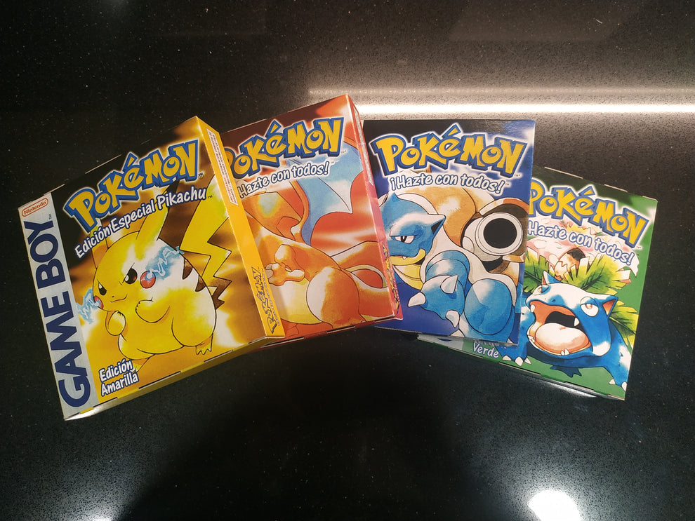 Pack 4 Cajas Pokémon (Rojo, Azul, Amarillo y Verde) – RetroSotano